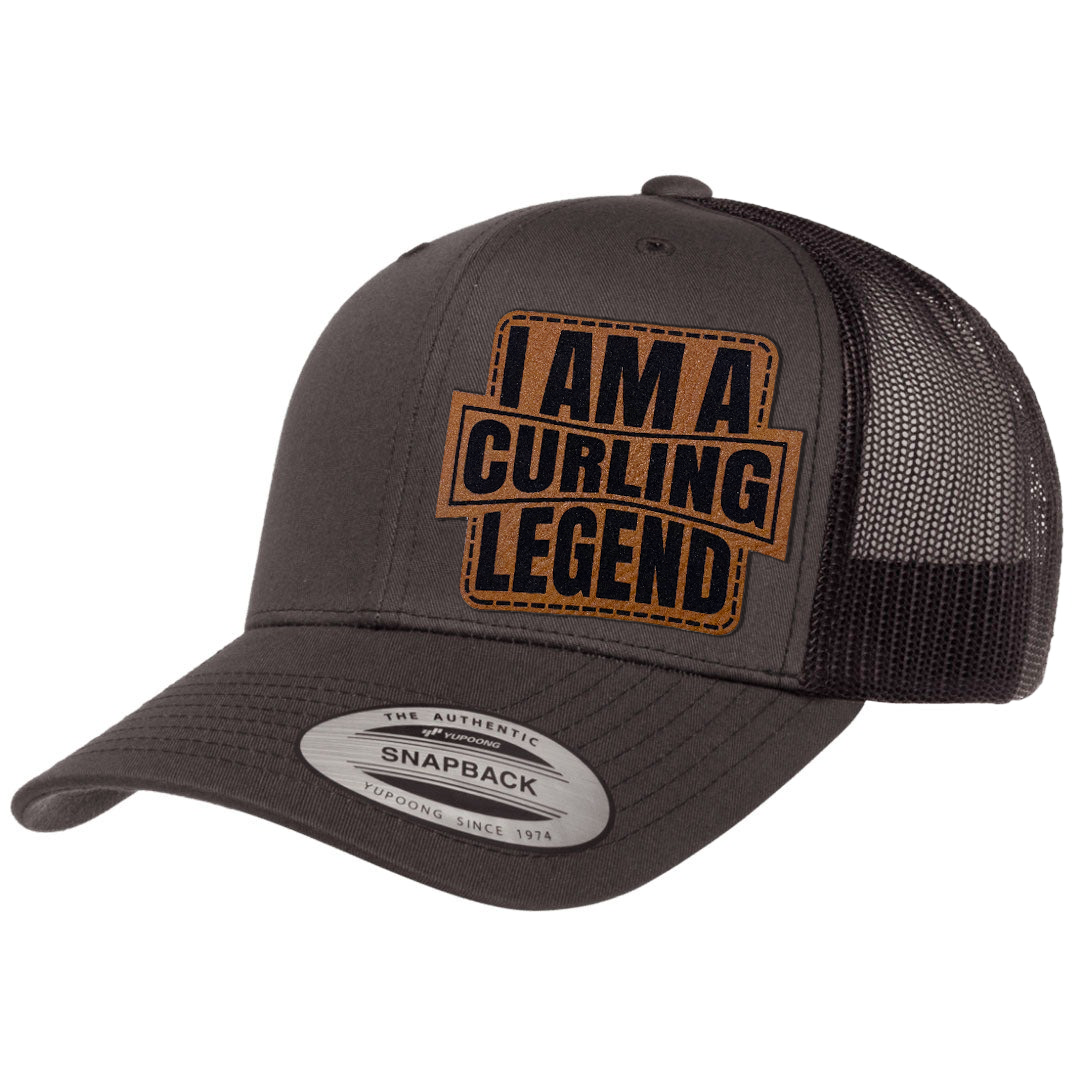 Retro Snapback Hat with 'I'm A Curling Legend' Leather Patch | Pinetree ...